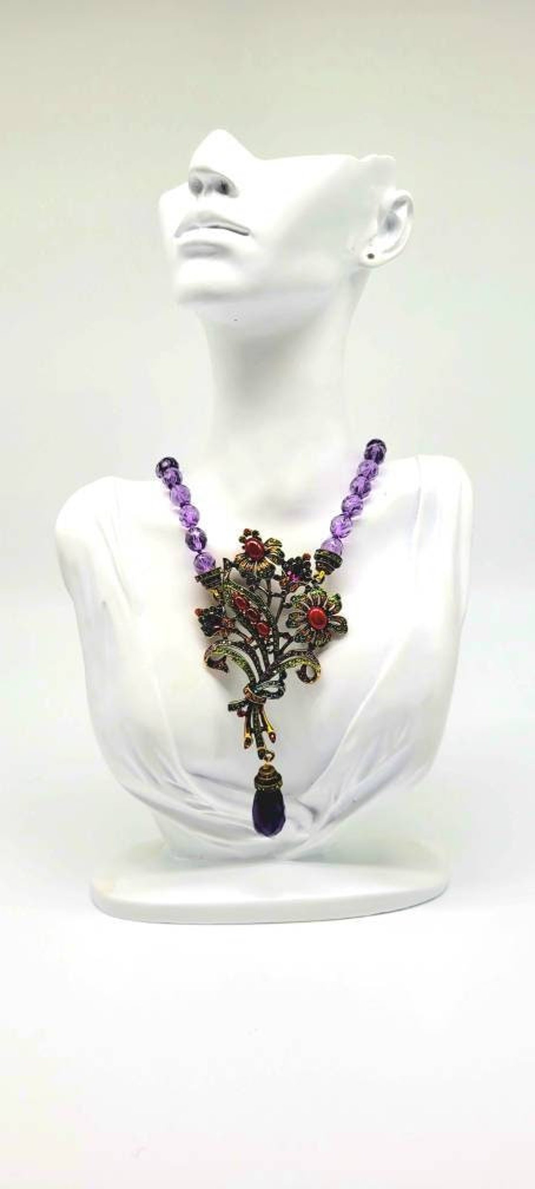 Multi Color Flower Necklace, Amethyst Flower Necklace, Flower Bouquet ...