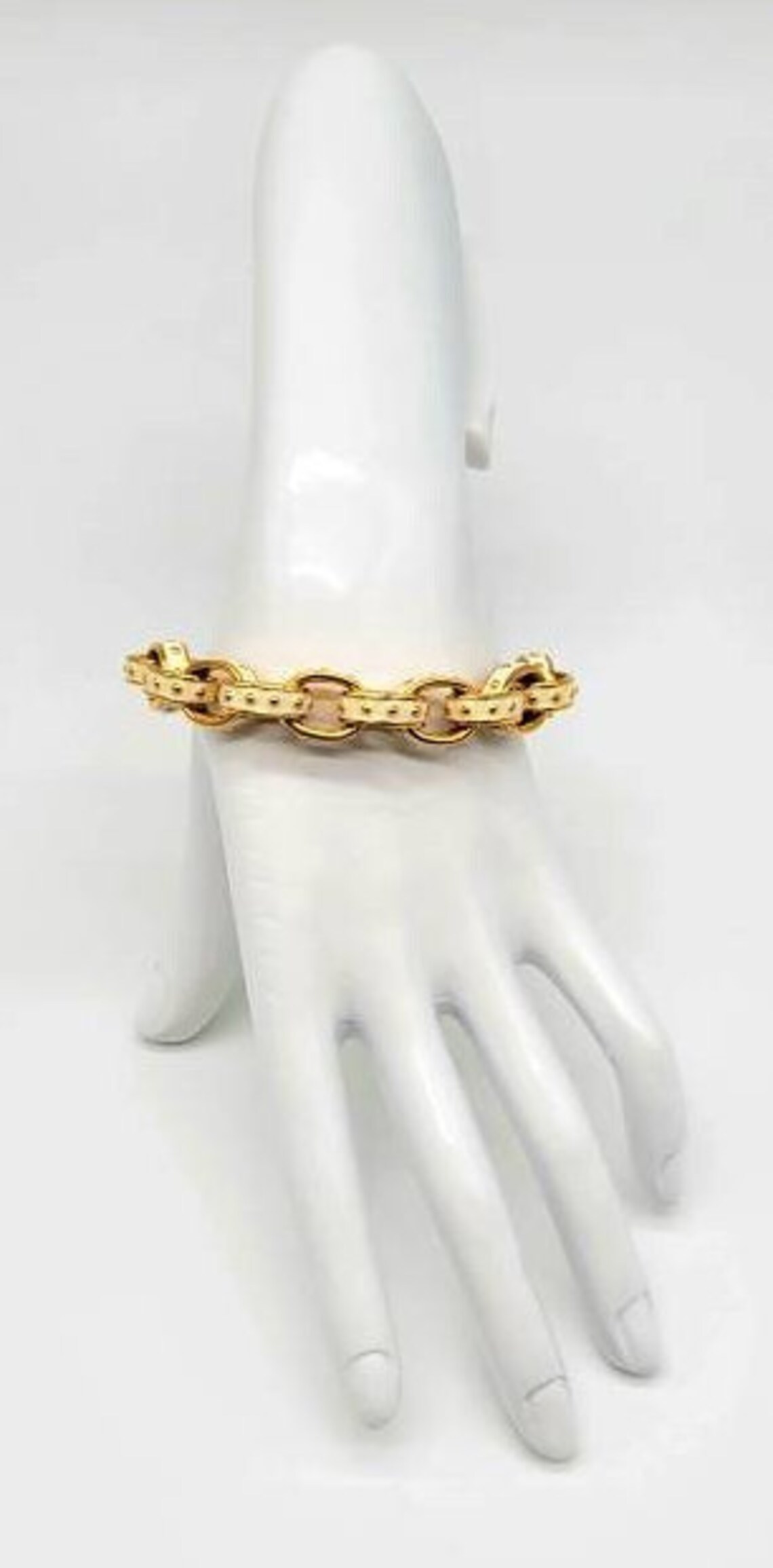 Enamel Link Bracelet, Gold Rolo Bracelet, Large Link Bracelet, Rolo ...