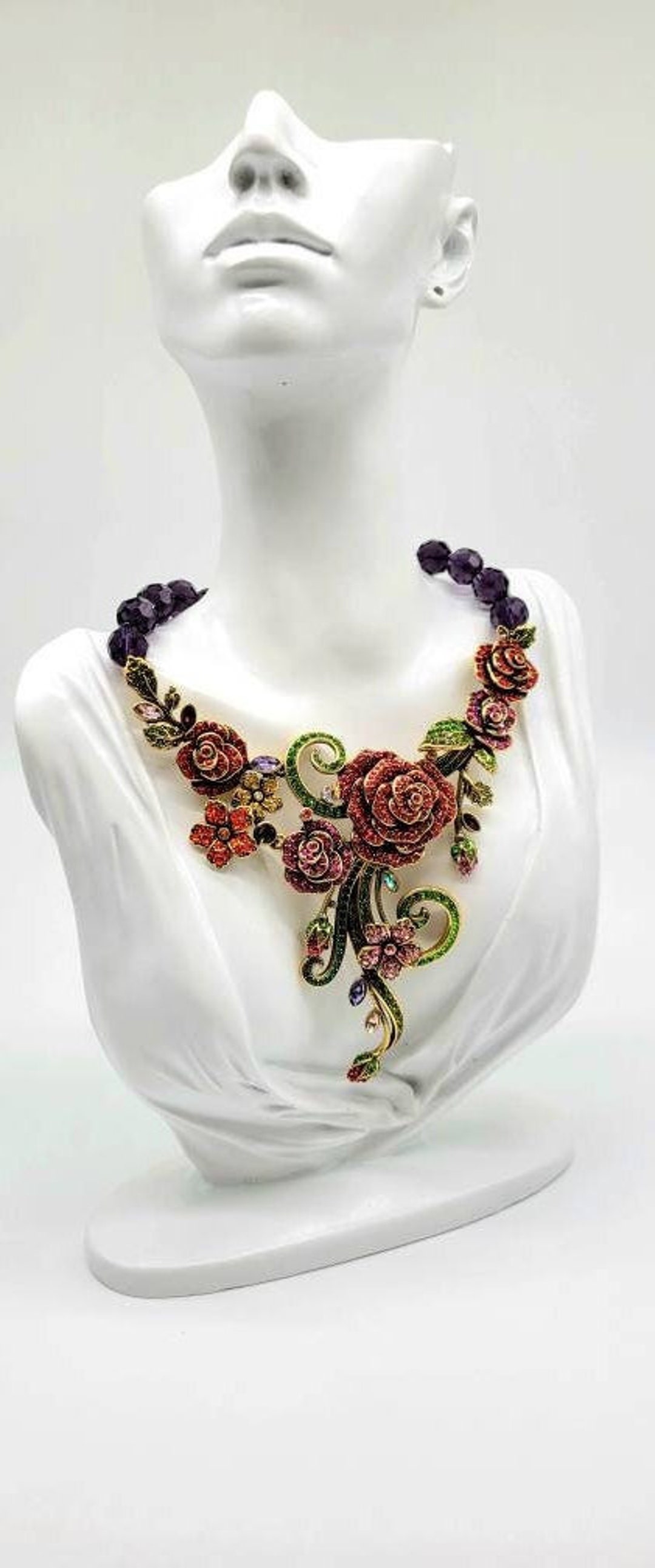 Rose Statement Necklace, Heidi Daus Rose Necklace, Roses Necklace ...