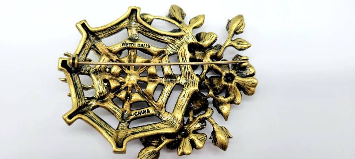 Spider Web Brooch, Spider Web Pin, Spider Web Jewelry, Rhinestone ...