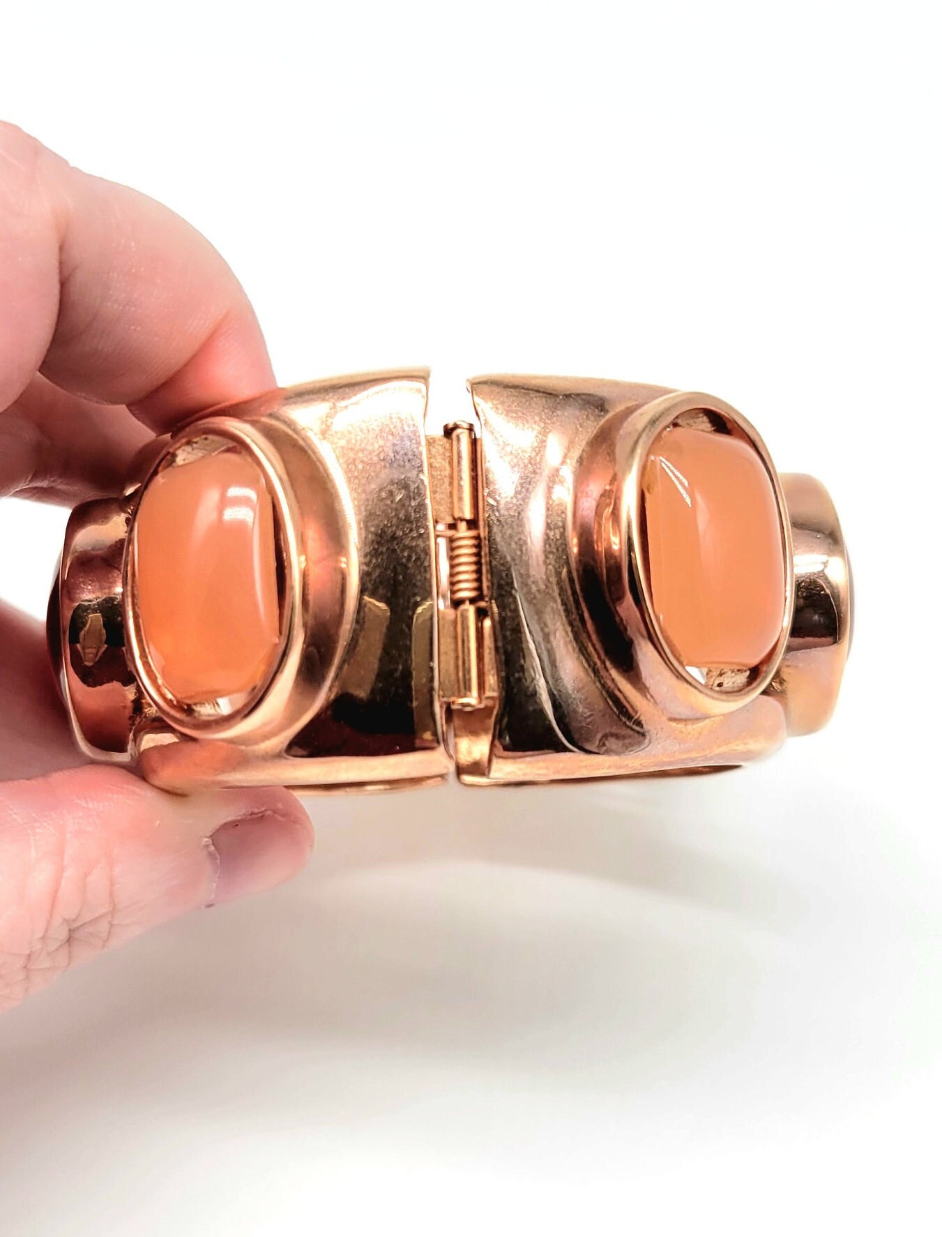 Chunky Rose Gold Bracelet, Rose Gold Bangle Bracelet, Resin Bangle ...