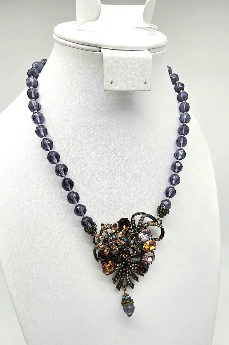 Heidi Daus Swarovski Crystal Statement Necklace 16-20” Vintage Beaded ...