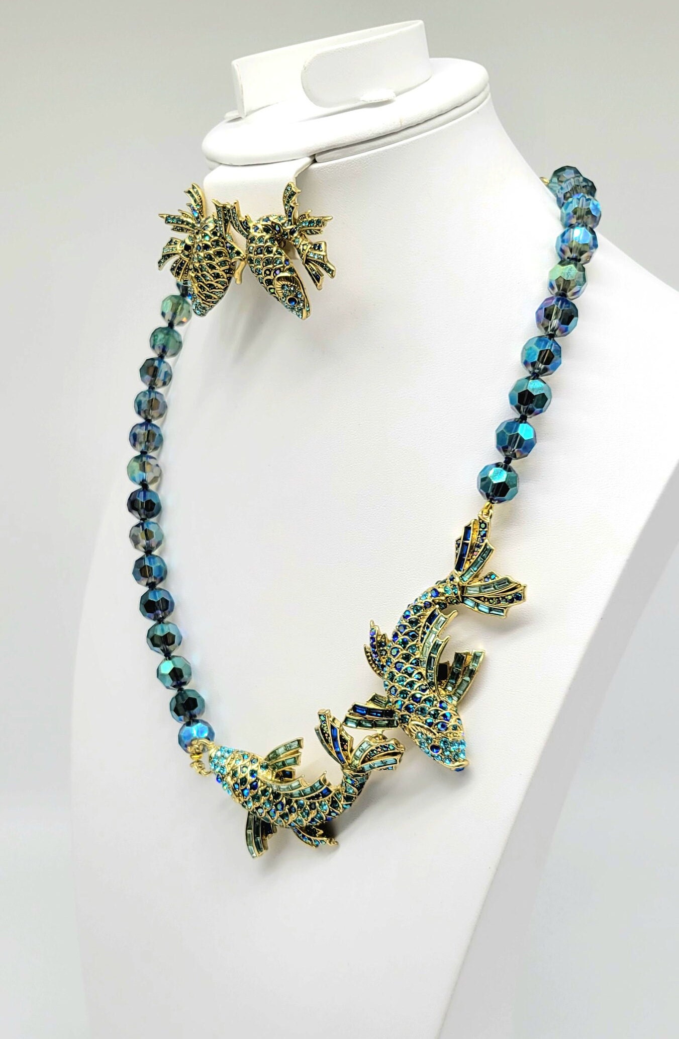 Heidi Daus Fish Necklace, Fish Stud Earrings, Fish Statement Necklace ...