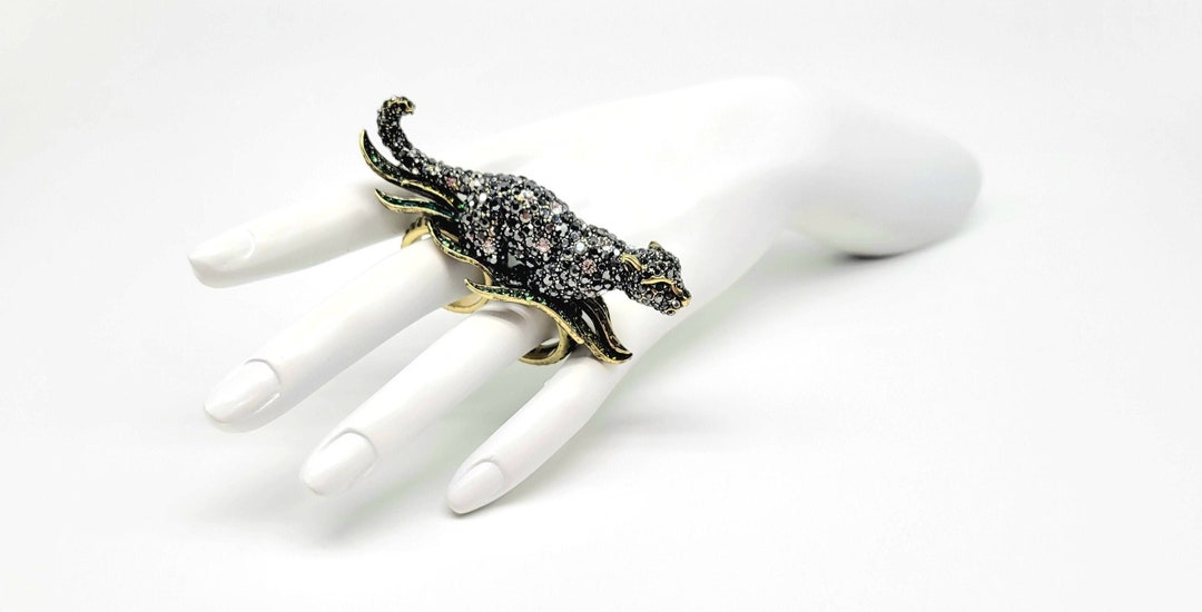 Cheetah Ring, Gold Leopard Ring, Double Finger Gold Ring, Two Finger ...