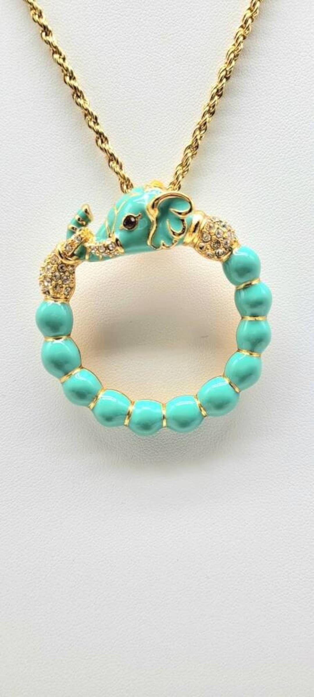 Elephant Necklace, KJL Elephant Necklace, Elephant Pendant, Gold ...