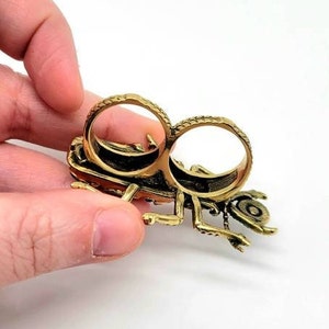 Bug Ring Gold, Insect Ring, Two Finger Ring, Double Finger Ring, Beetle ...