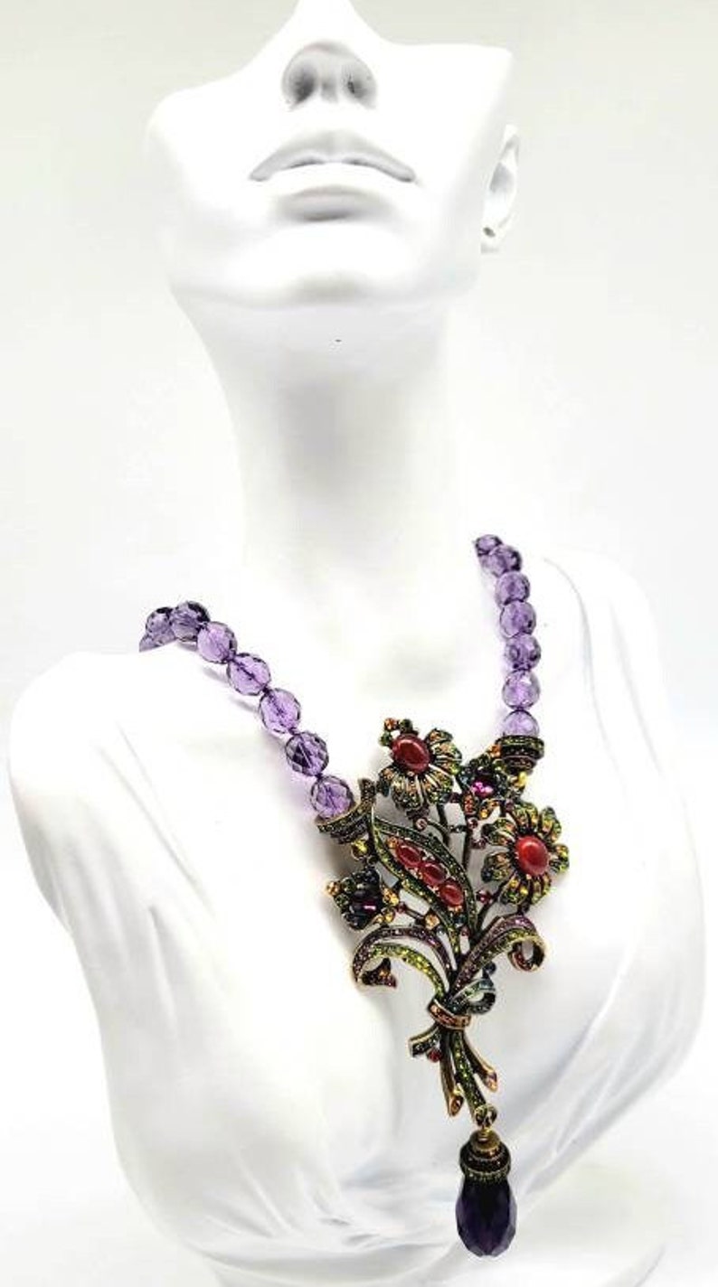 Multi Color Flower Necklace, Amethyst Flower Necklace, Flower Bouquet ...