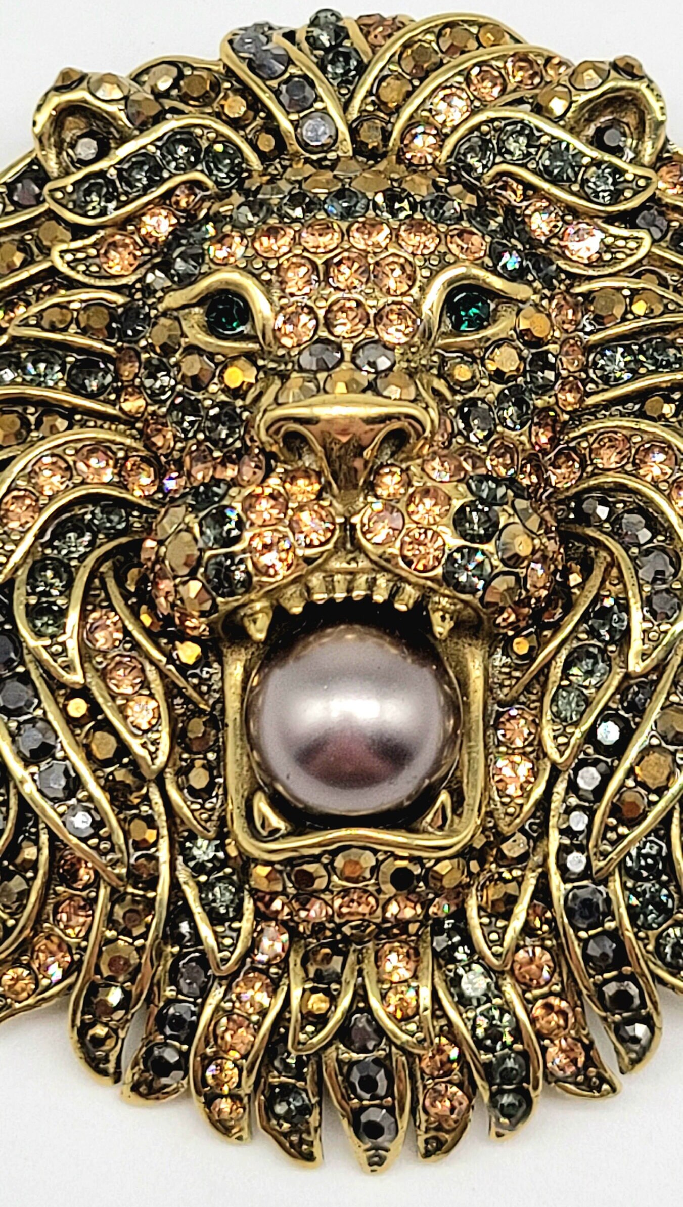 Lion Head Brooch Gold Lion Brooch Diamond Lion Brooch Lion - Etsy