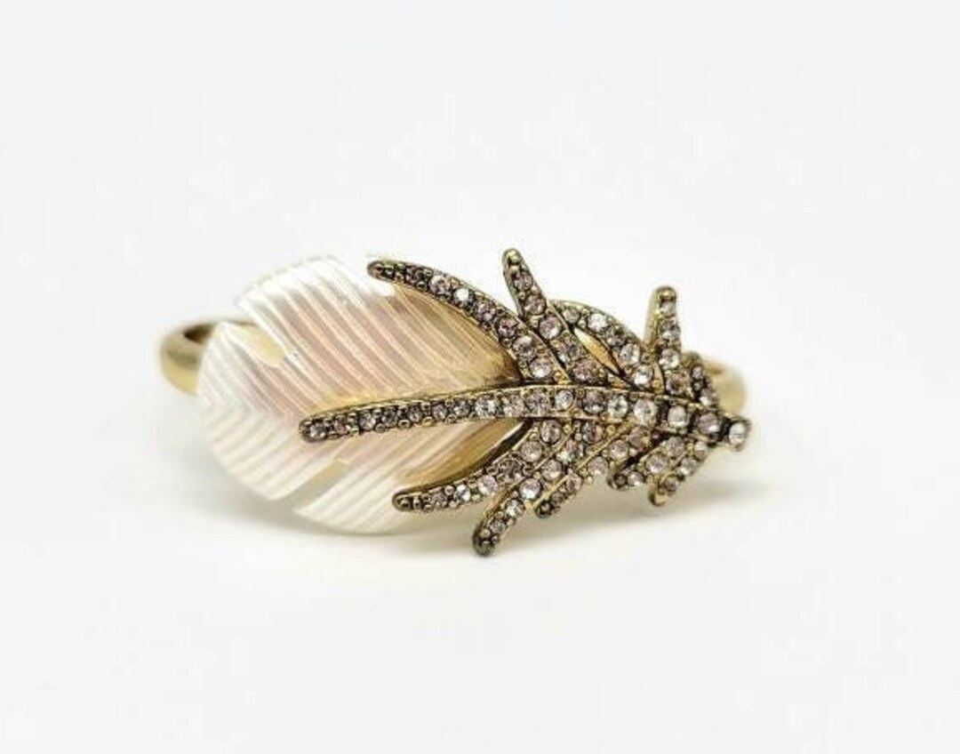 Feather Ring Women, Gold Feather Ring, White Feather Ring, Diamond ...