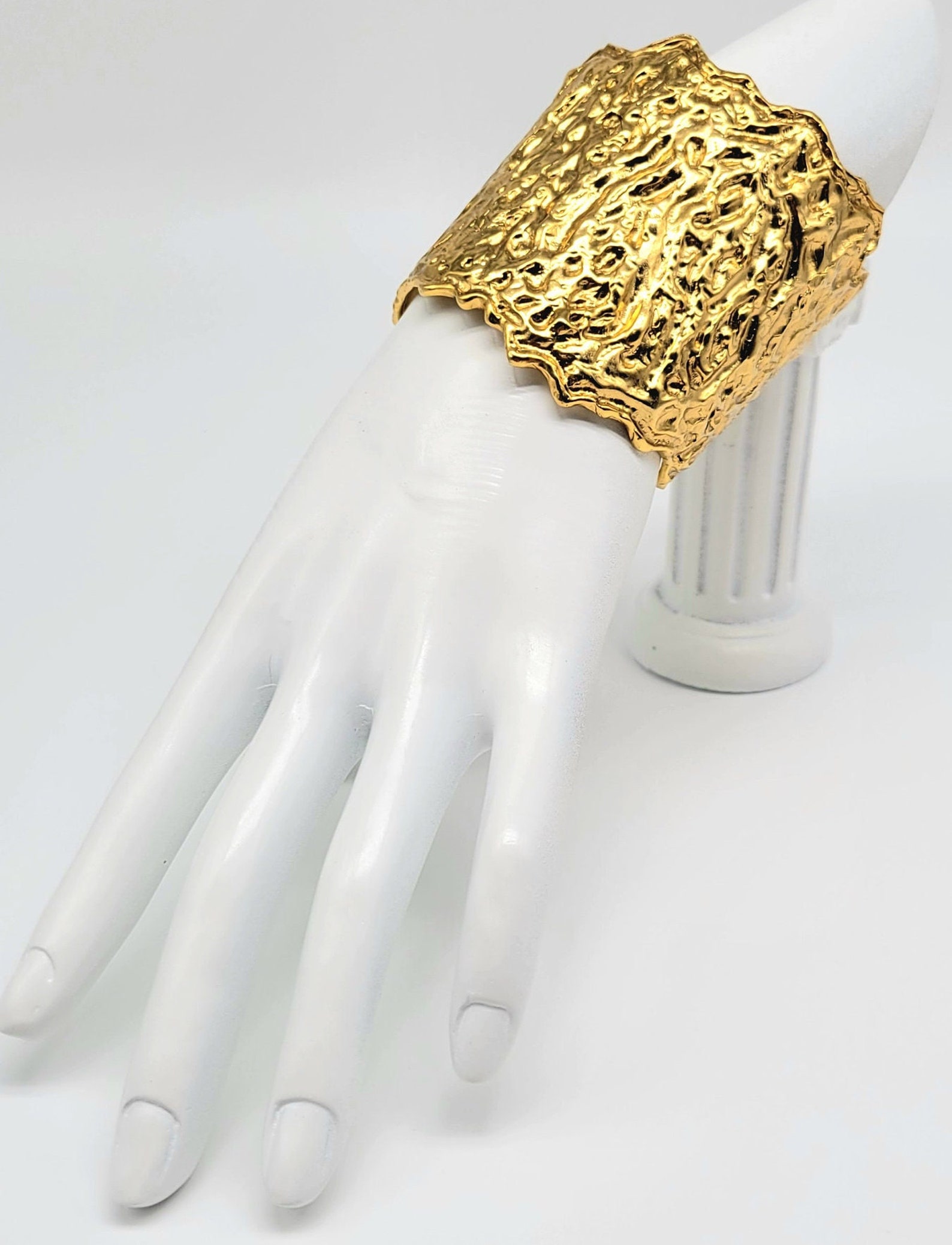 Wide Gold Cuff, Gold Statement Cuff, Textured Gold Cuff, Bold Gold ...