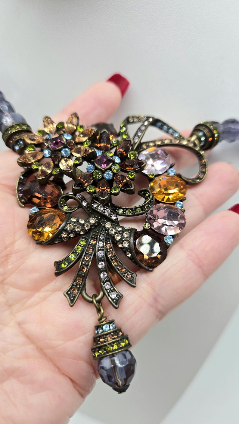 Heidi Daus Swarovski Crystal Statement Necklace 16-20” Vintage Beaded ...