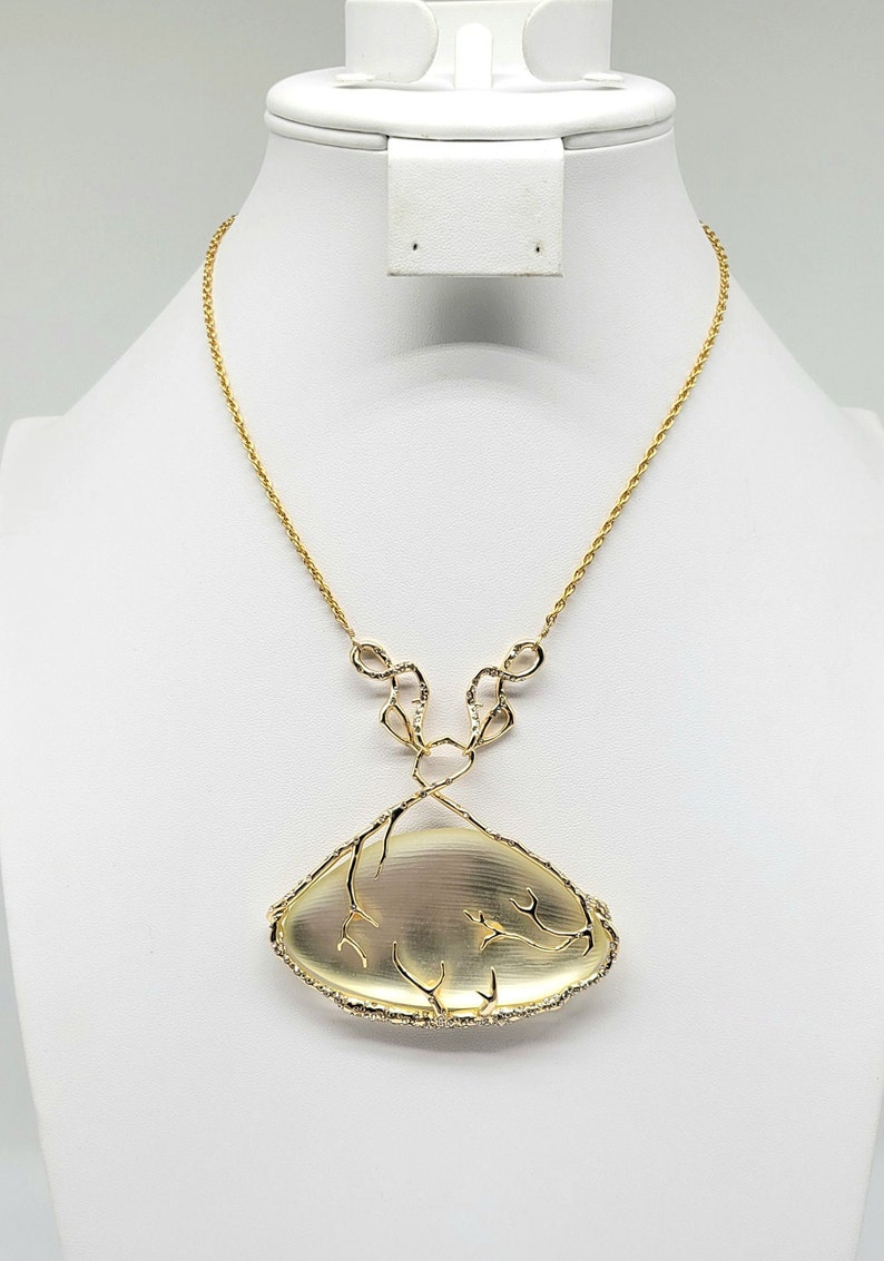 Lucite Pendant Necklace, Alexis Bittar Pendant Necklace, Gold Branch ...