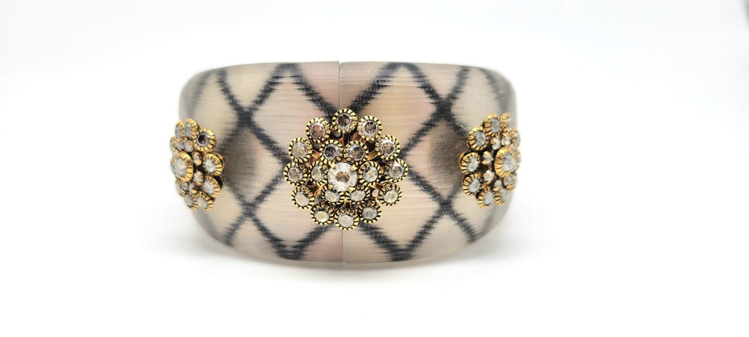 Lucite Bracelet Rhinestones Alexis Bittar Bangle Bracelet Clear