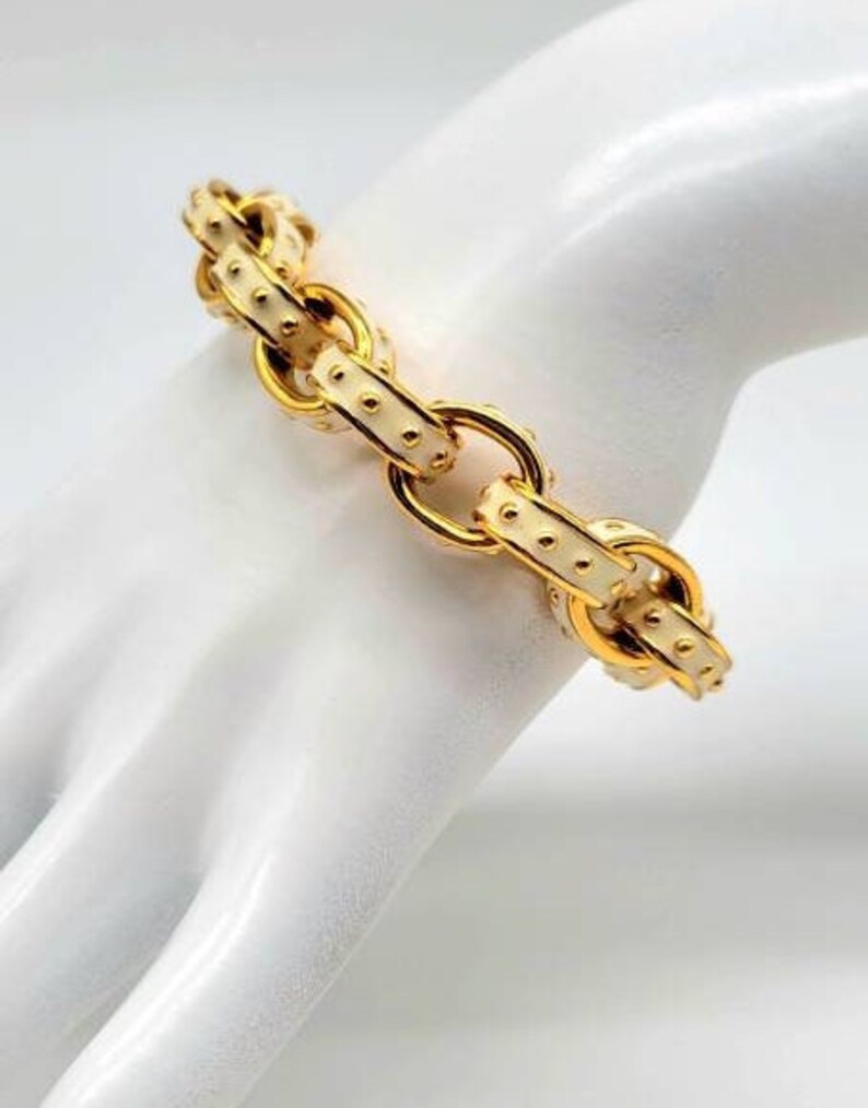 Enamel Link Bracelet, Gold Rolo Bracelet, Large Link Bracelet, Rolo ...