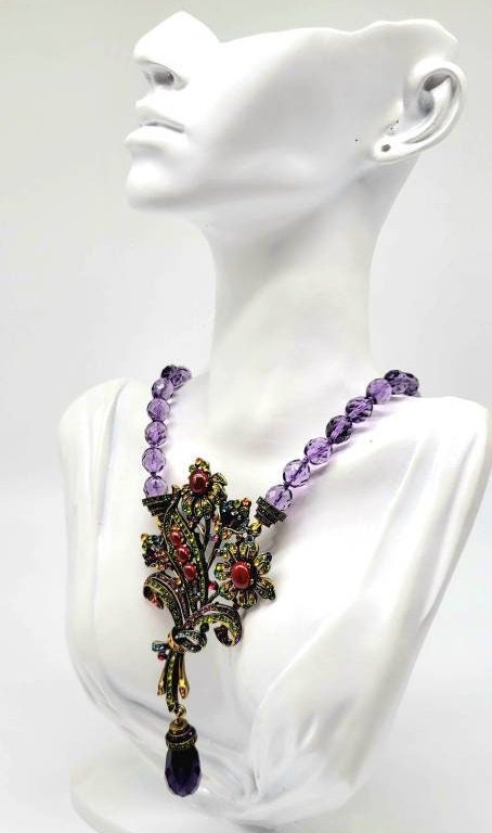 Multi Color Flower Necklace, Amethyst Flower Necklace, Flower Bouquet ...