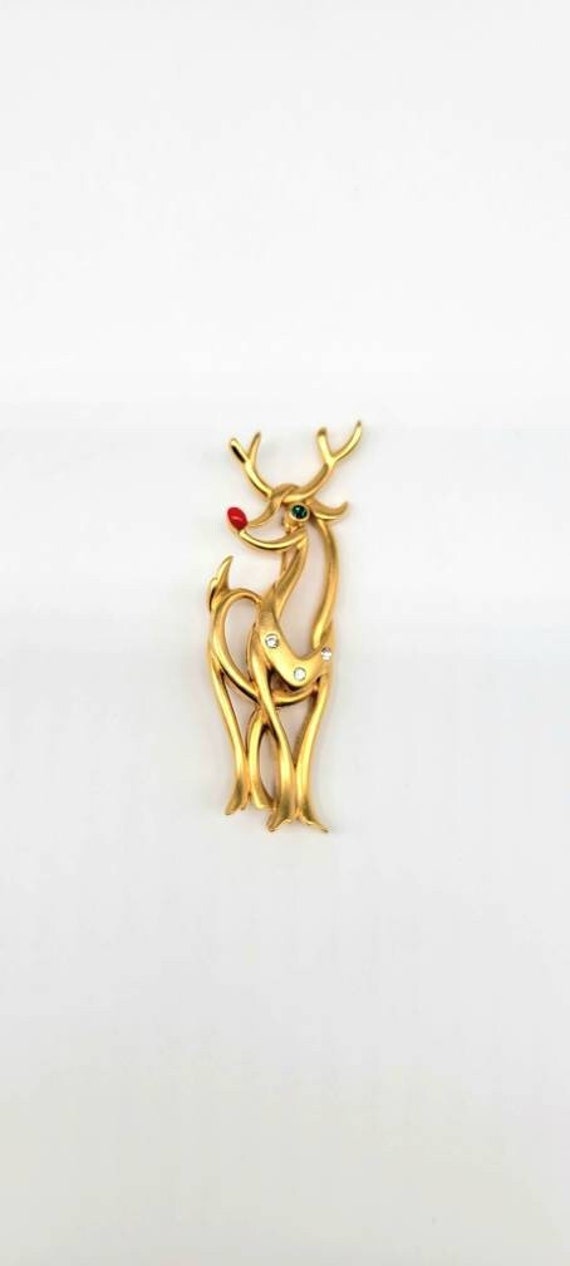 vintage reindeer brooch - Gem