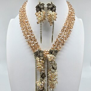 Grape Necklace Long, Gold Grape Earrings, Wine Necklace Gold, Beaded Grape Cluster, Champagne ...