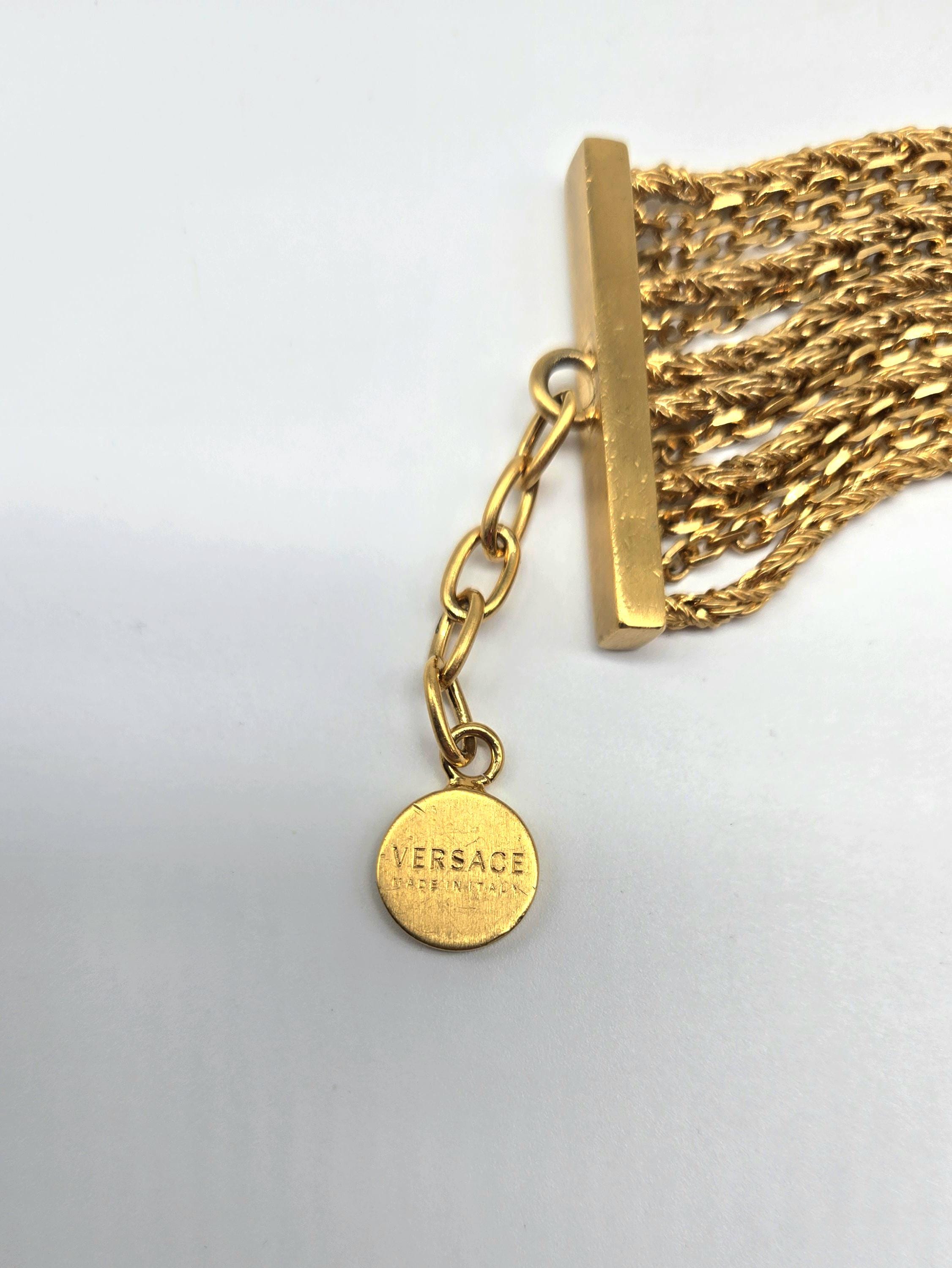 Authentic Versace Medusa Chain Cuff Bracelet Signed Made in Italy 100g ...