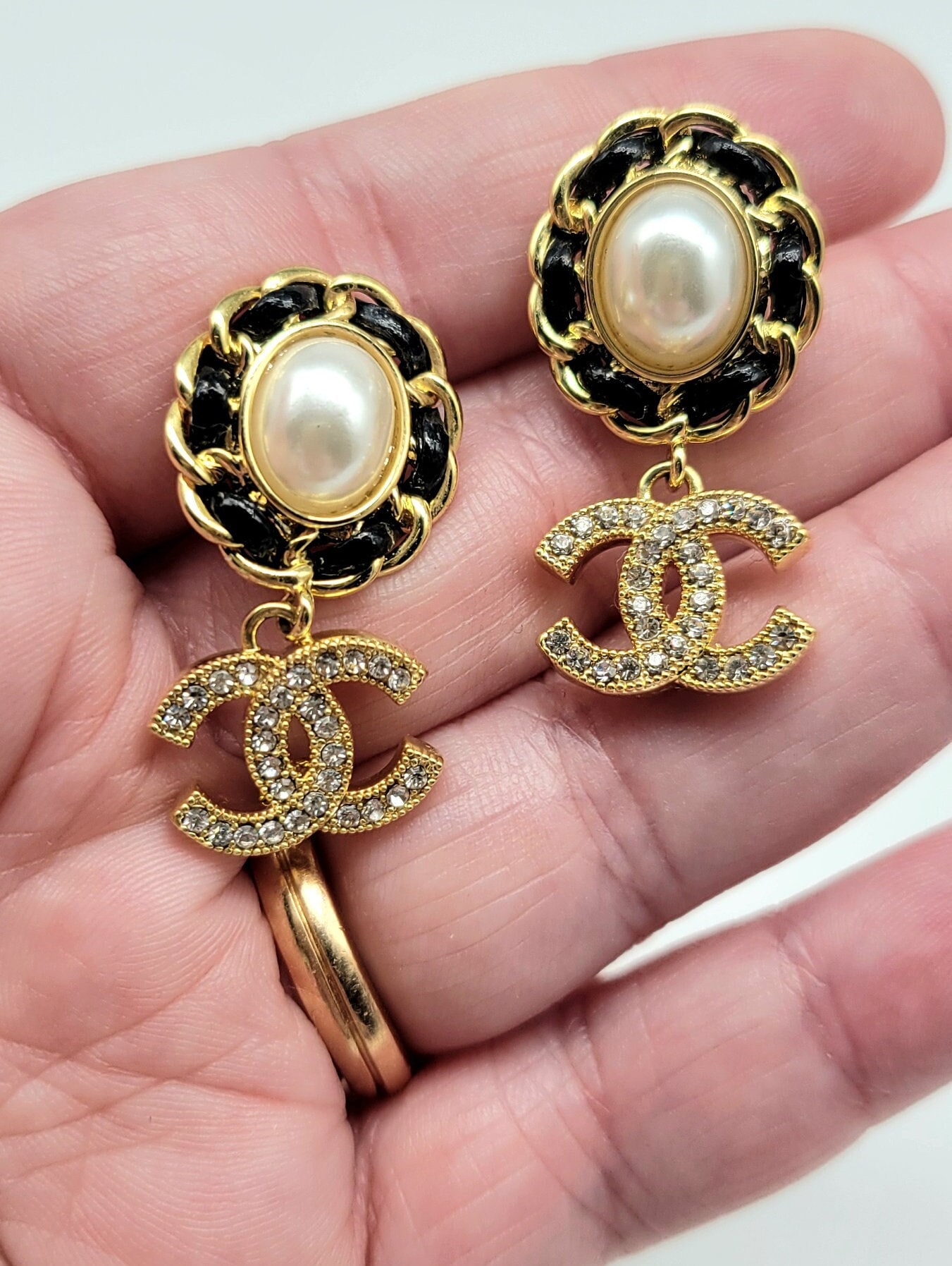Chanel Pearl Earrings, Chanel Logo Earrings, Chanel Dangle Earrings ...
