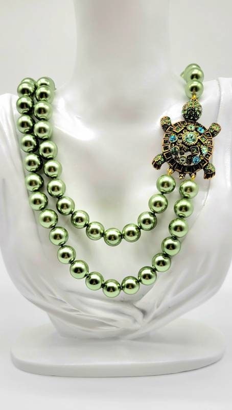 Green Turtle Necklace, Crystal Turtle Pendant, Turtle Necklace for ...