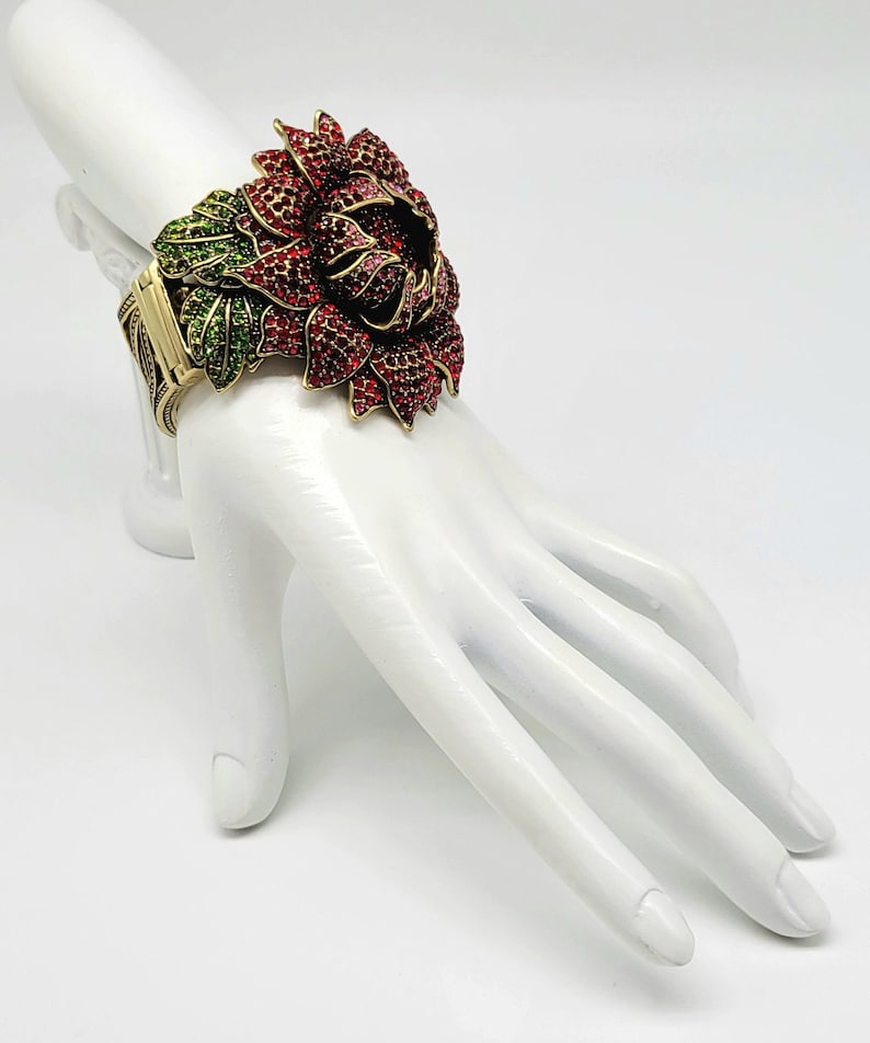 Heidi Daus Set, Red Flower Necklace, Garnet Flower Earrings, Flower ...