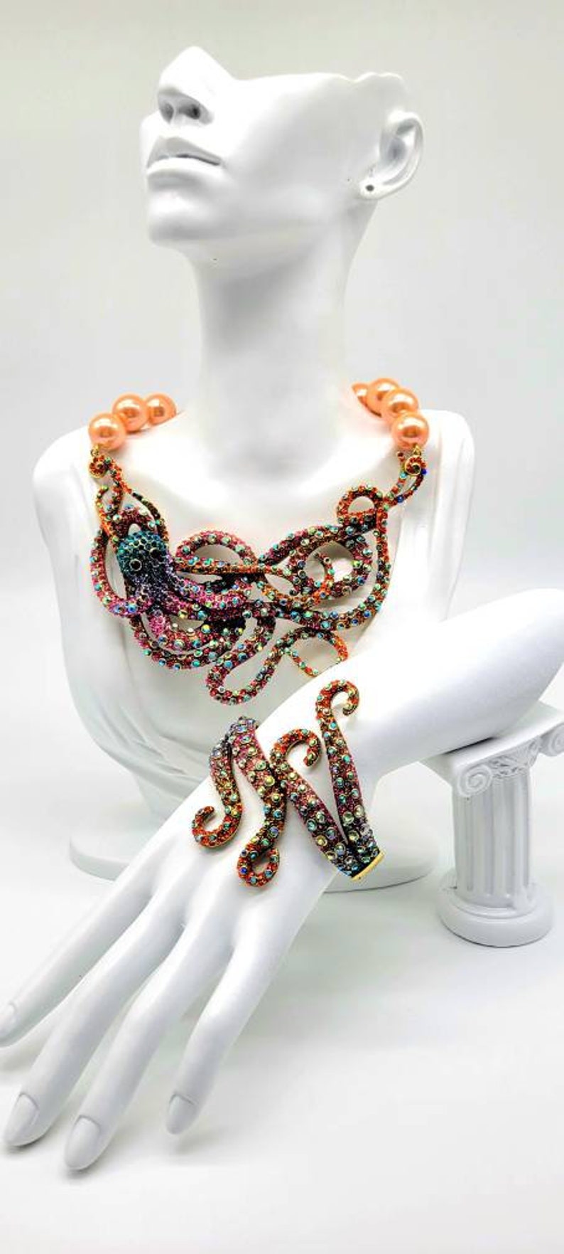 Octopus Necklace Gold Octopus Cuff Tentacles Bracelet Large - Etsy