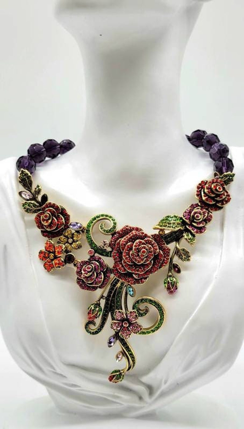 Rose Statement Necklace, Heidi Daus Rose Necklace, Roses Necklace ...