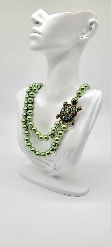 Green Turtle Necklace, Crystal Turtle Pendant, Turtle Necklace for ...