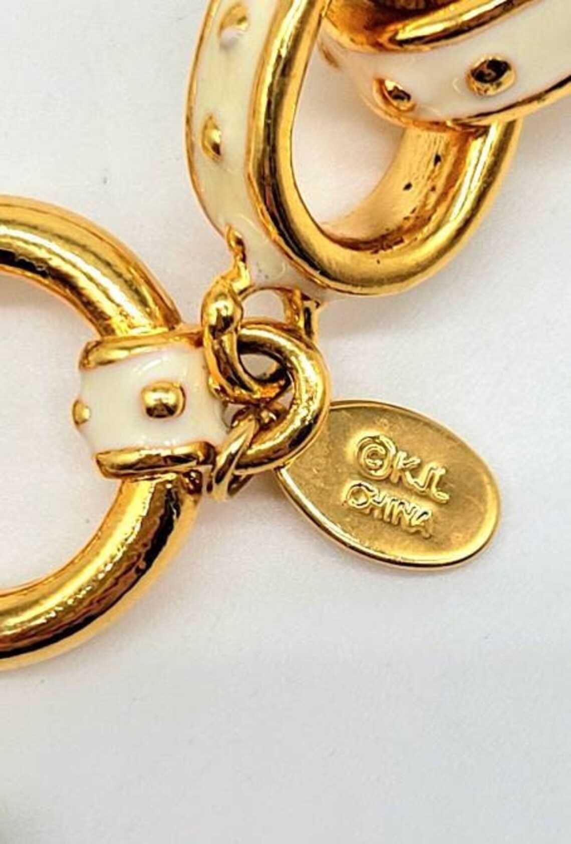 Enamel Link Bracelet, Gold Rolo Bracelet, Large Link Bracelet, Rolo ...