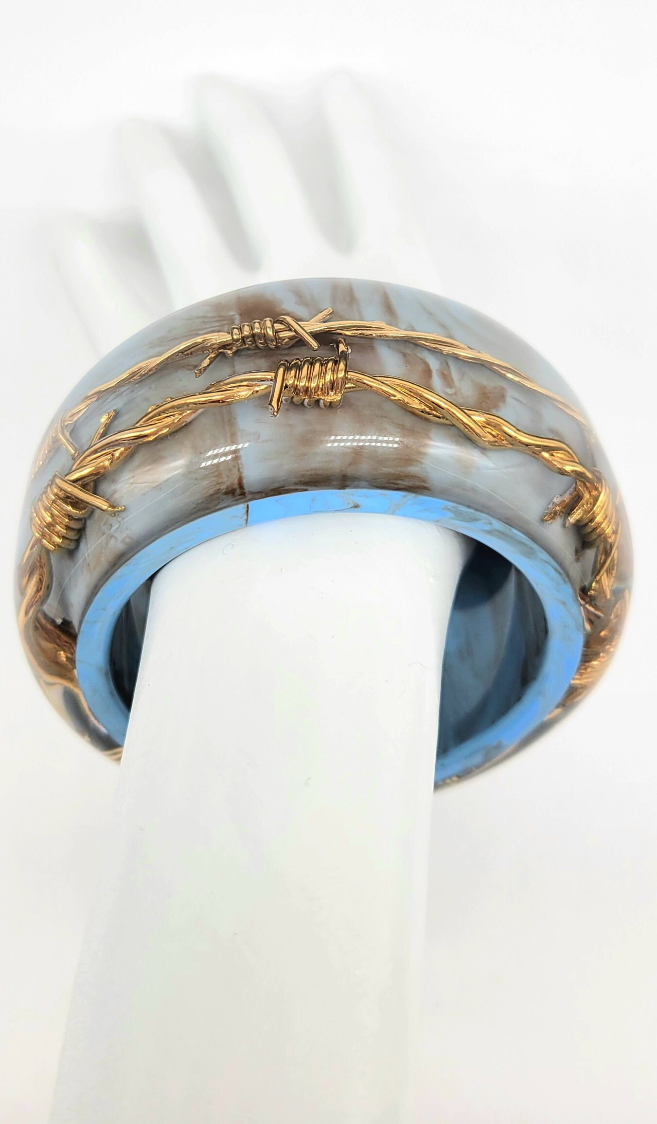 Barbed Wire Bracelet, Gold Barbed Wire, Blue Chalcedony Bracelet ...