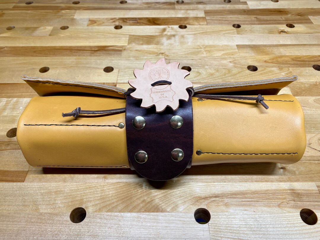 Leather Tool Roll Woodworking Chisel Organizer Storage Case Bag Hand ...