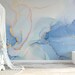 Baby Blue Ink Art Wallpaper, Blue and Gold Wall Mural, Peel and Stick ...