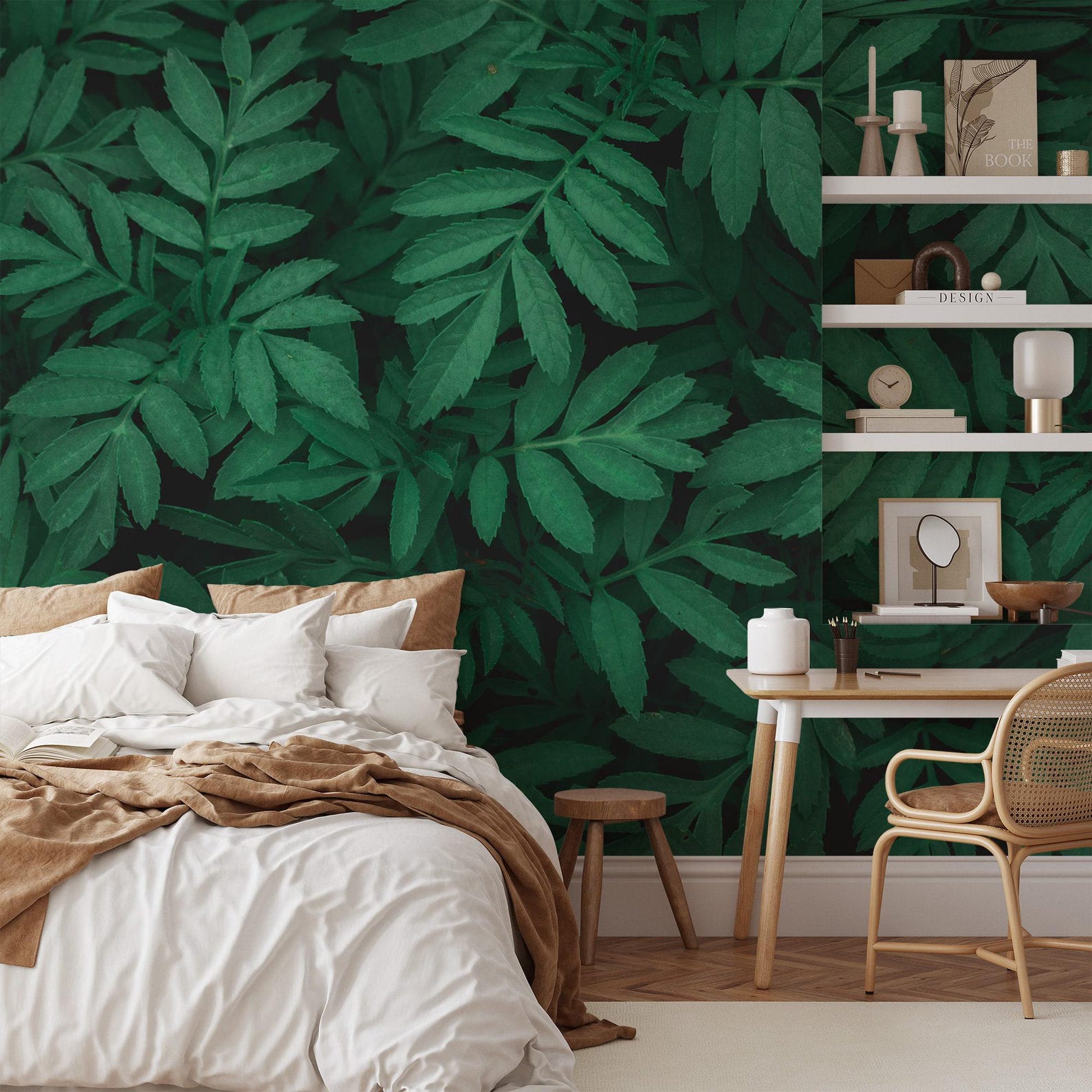 Green Leaf Wallpaper, Botanical Peel and Stick Wallpaper, Removable - Etsy