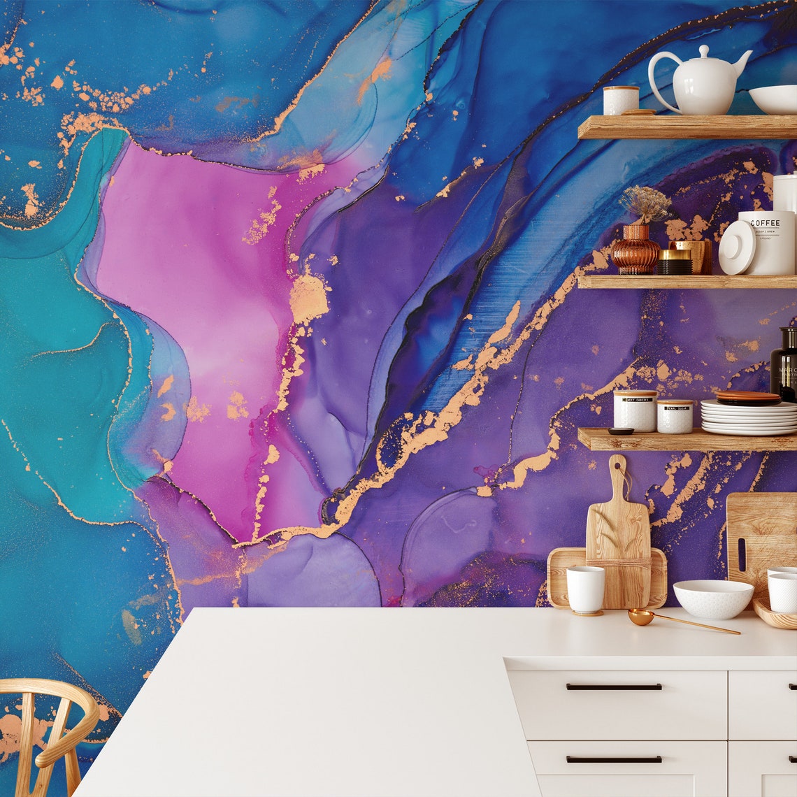 Colorful Ink Painting Wallpaper Natural Luxury Wallpaper Peel - Etsy
