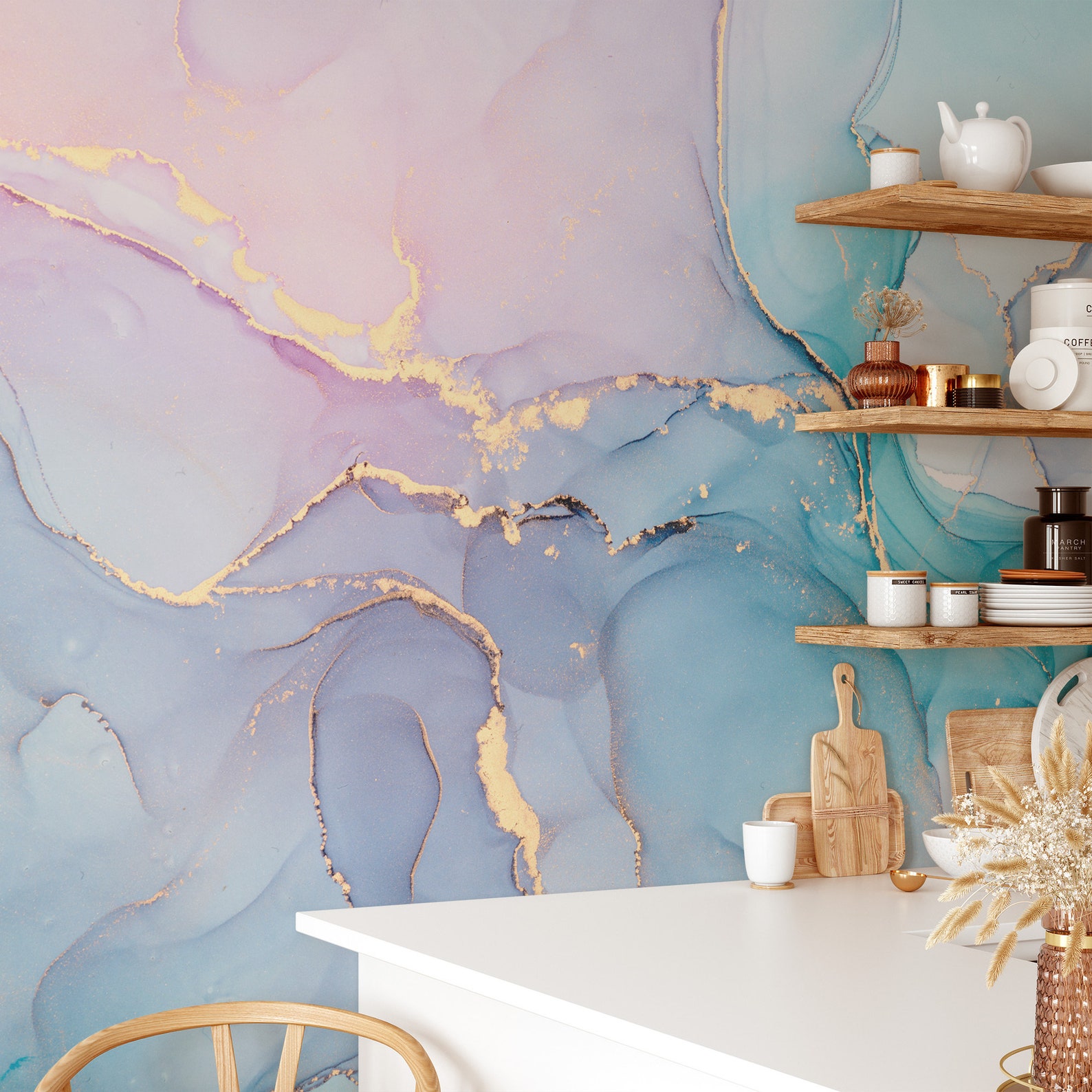 Colorful Pastel Colors Ink Art Wallpaper Luxury Marble - Etsy