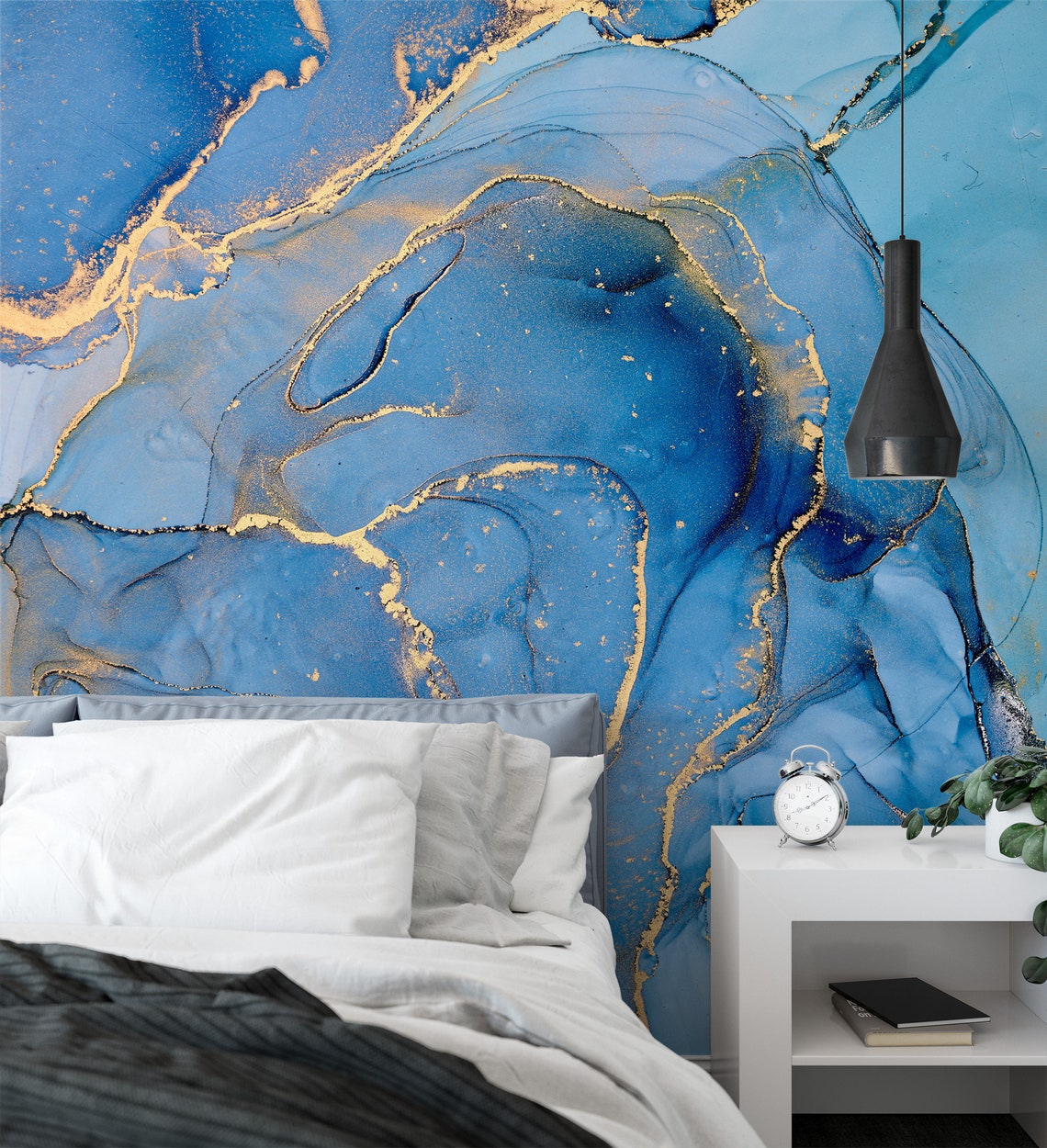 Luxury Blue Marble Effect Wallpaper Marble Wallpaper Luxury - Etsy
