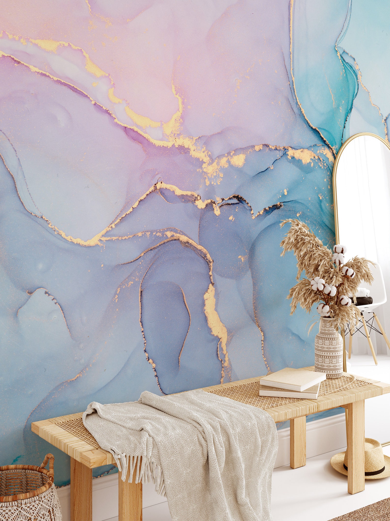 Colorful Pastel Colors Ink Art Wallpaper Luxury Marble - Etsy