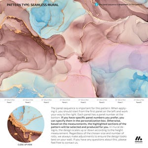 Rose Gold and Blue Ink Art Wallpaper, Peel and Stick Removable ...