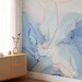 Baby Blue Ink Art Wallpaper Blue and Gold Wall Mural Peel - Etsy
