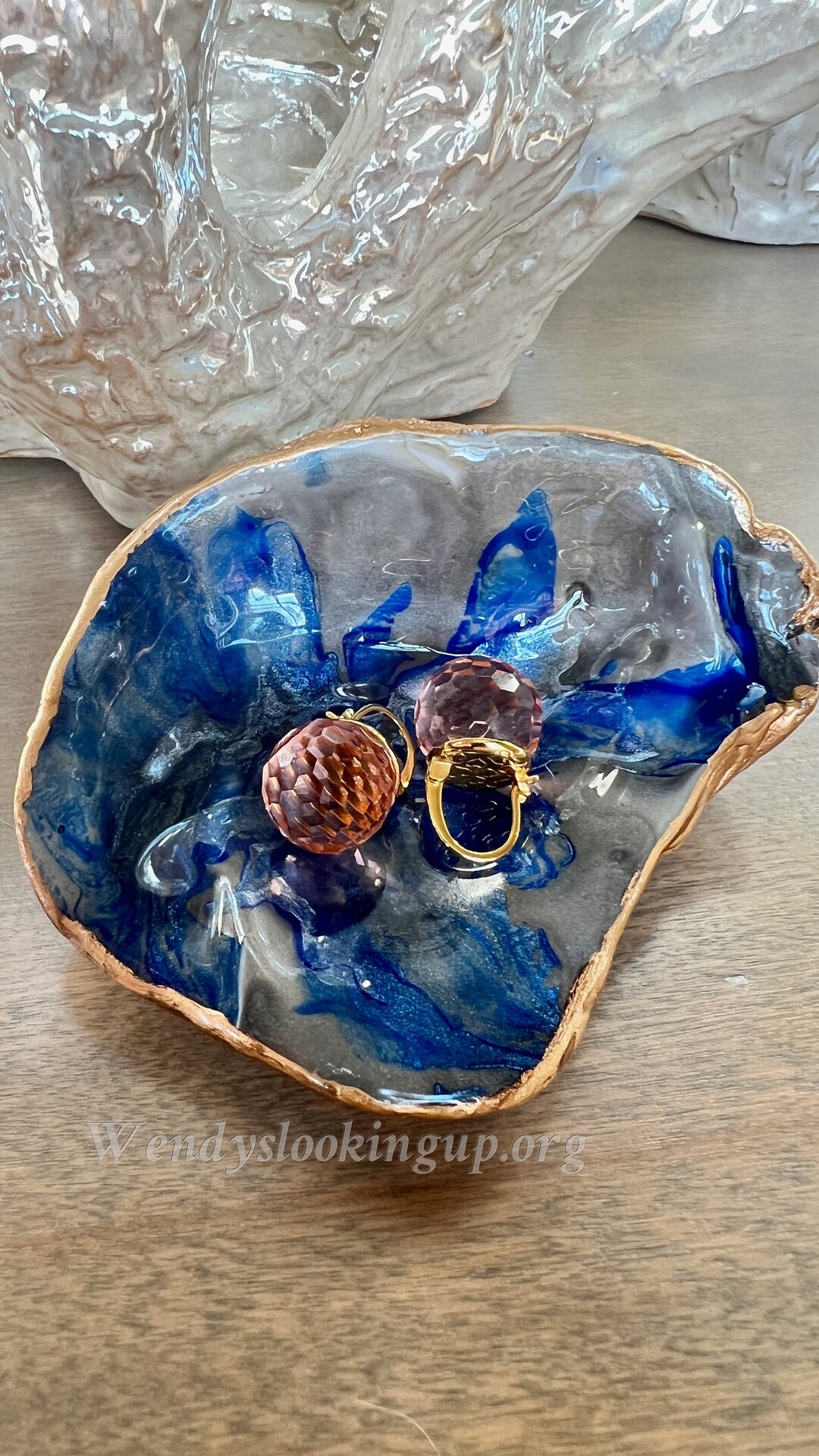 Oyster Shell Jewelry Tye Dye Trinket Ring Catchall Dish coastal ...