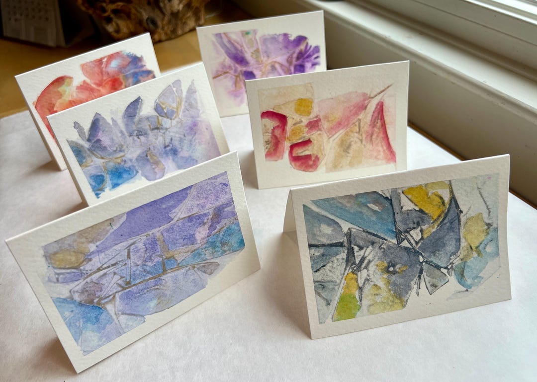 Set/6 Handpainted Original Watercolor ‘fracture’ Note Cards - Etsy