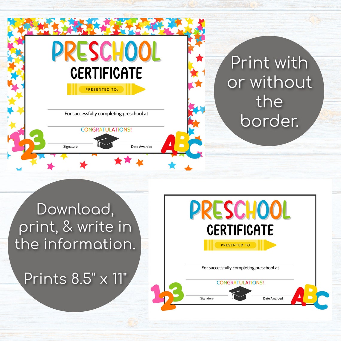 Preschool Diploma, Preschool Graduation, Printable Preschool Graduation ...