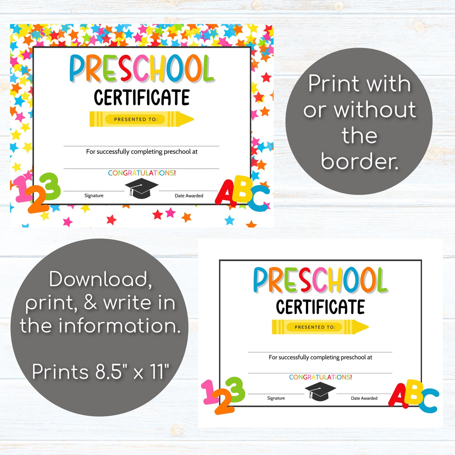 Preschool Diploma, Preschool Graduation, Printable Preschool Graduation ...
