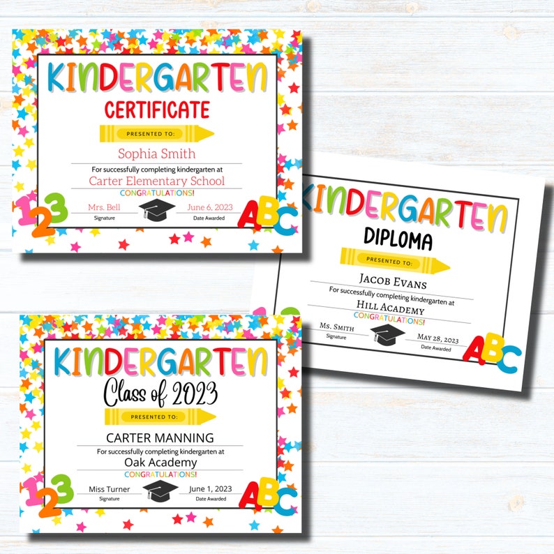 Kindergarten Graduation Certificate, Kindergarten Diploma, Kindergarten ...