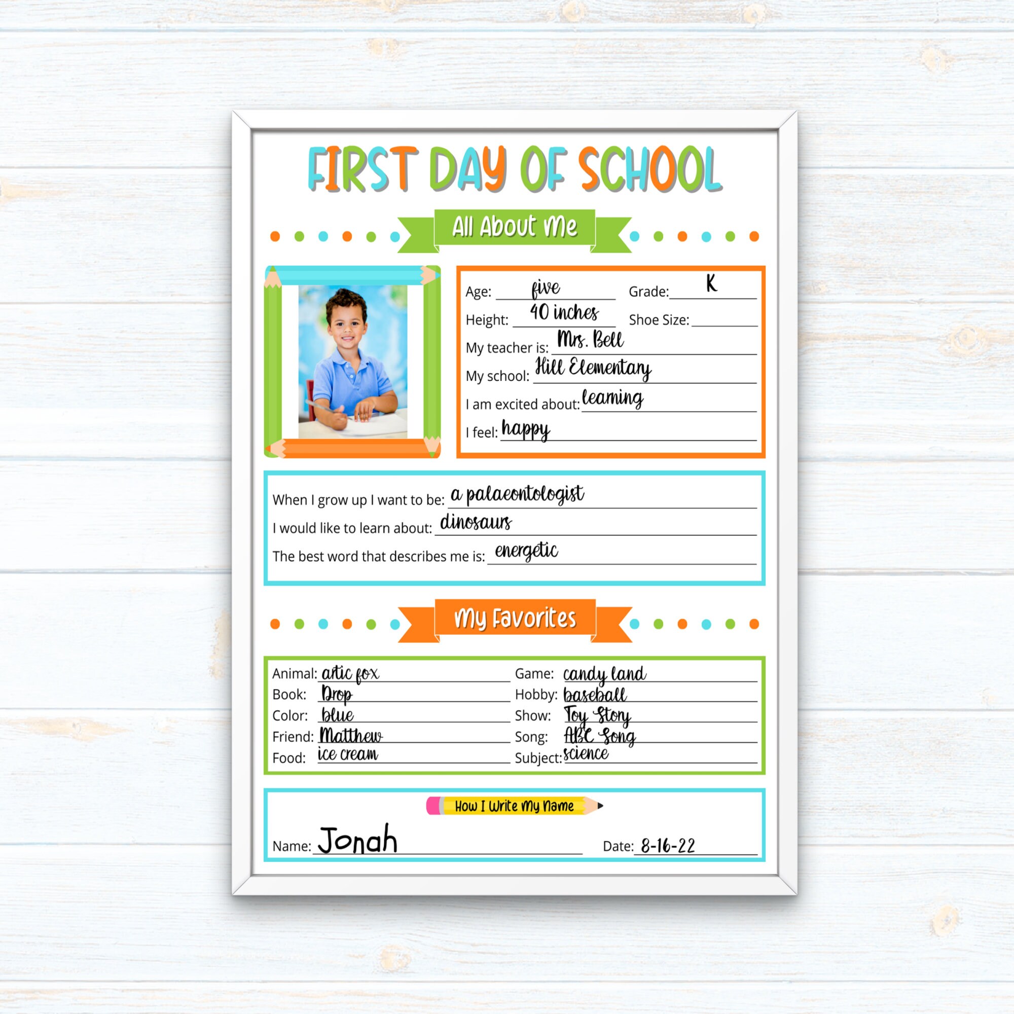 All About Me Printable, First and Last Day of School Printable, Back to ...