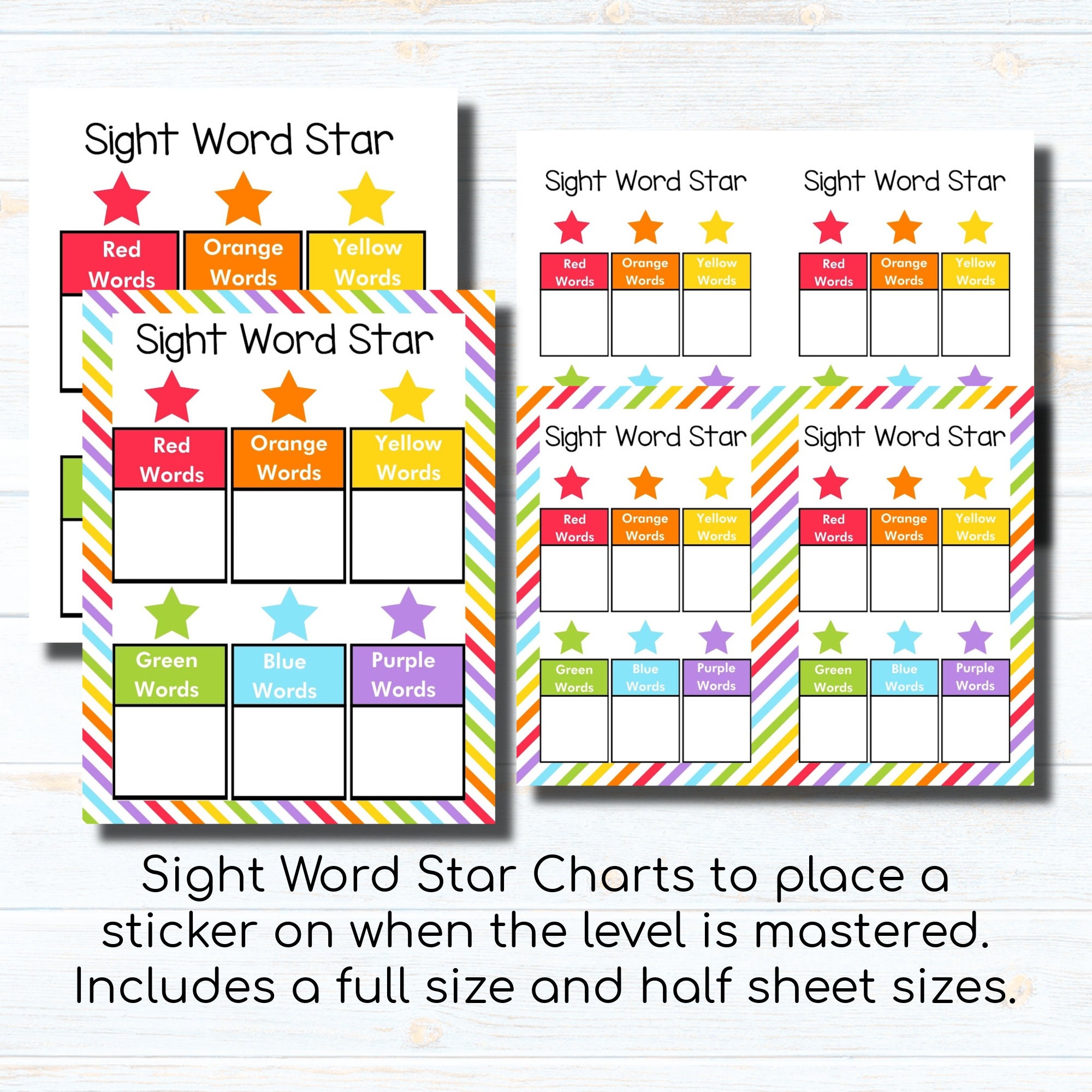222 Kindergarten Sight Words Flash Cards: Learning Resource (PDF) - Etsy