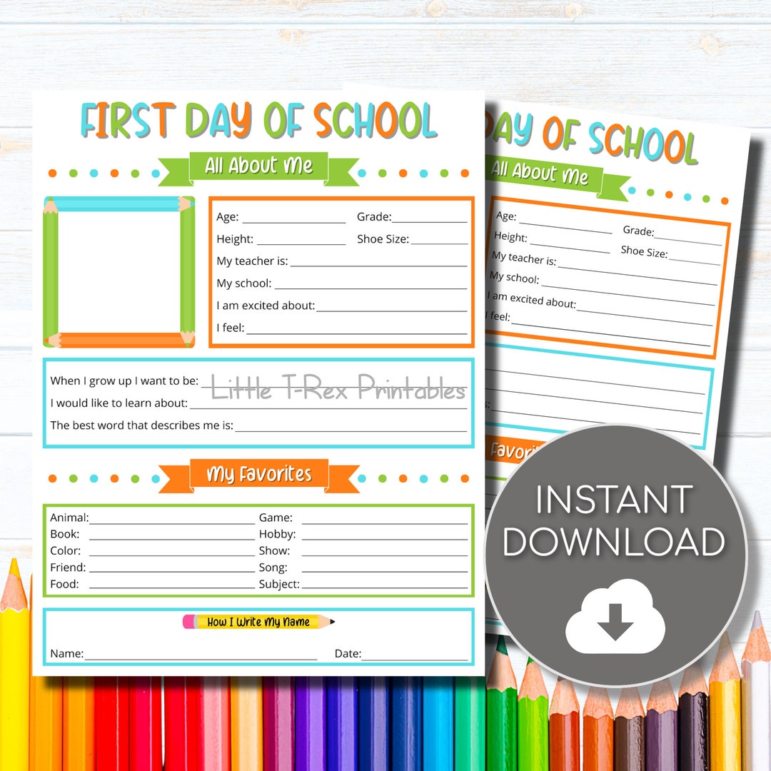 All About Me Printable, First and Last Day of School Printable, Back to ...