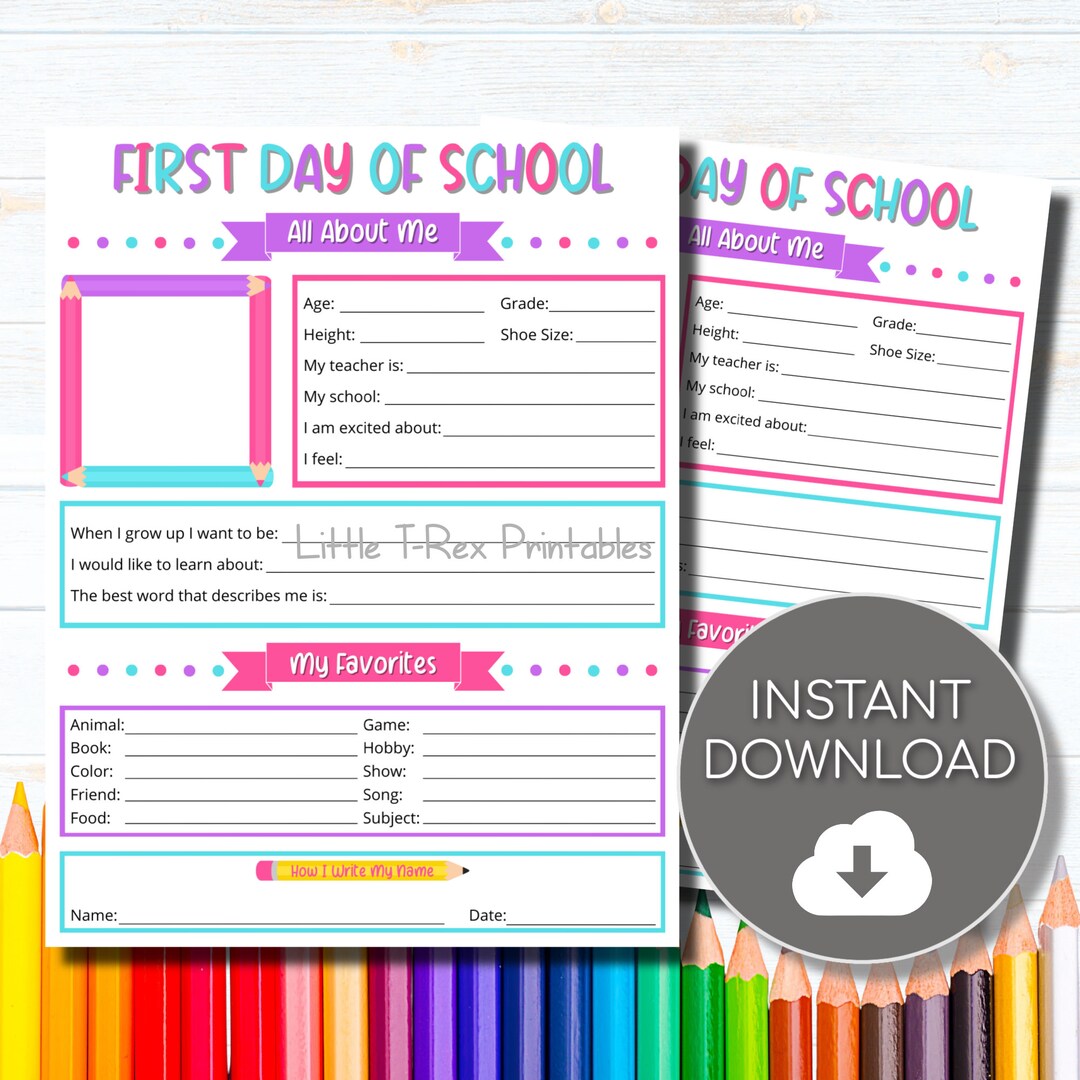 Todo sobre mí imprimible, primer y último día de clases imprimible ...