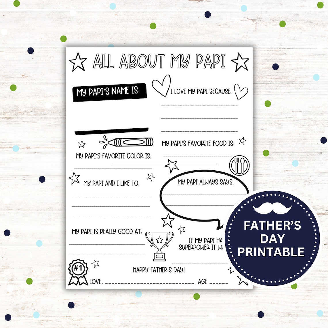 All About My Papi Printable, Father's Day Printable, Father's Day Papi ...