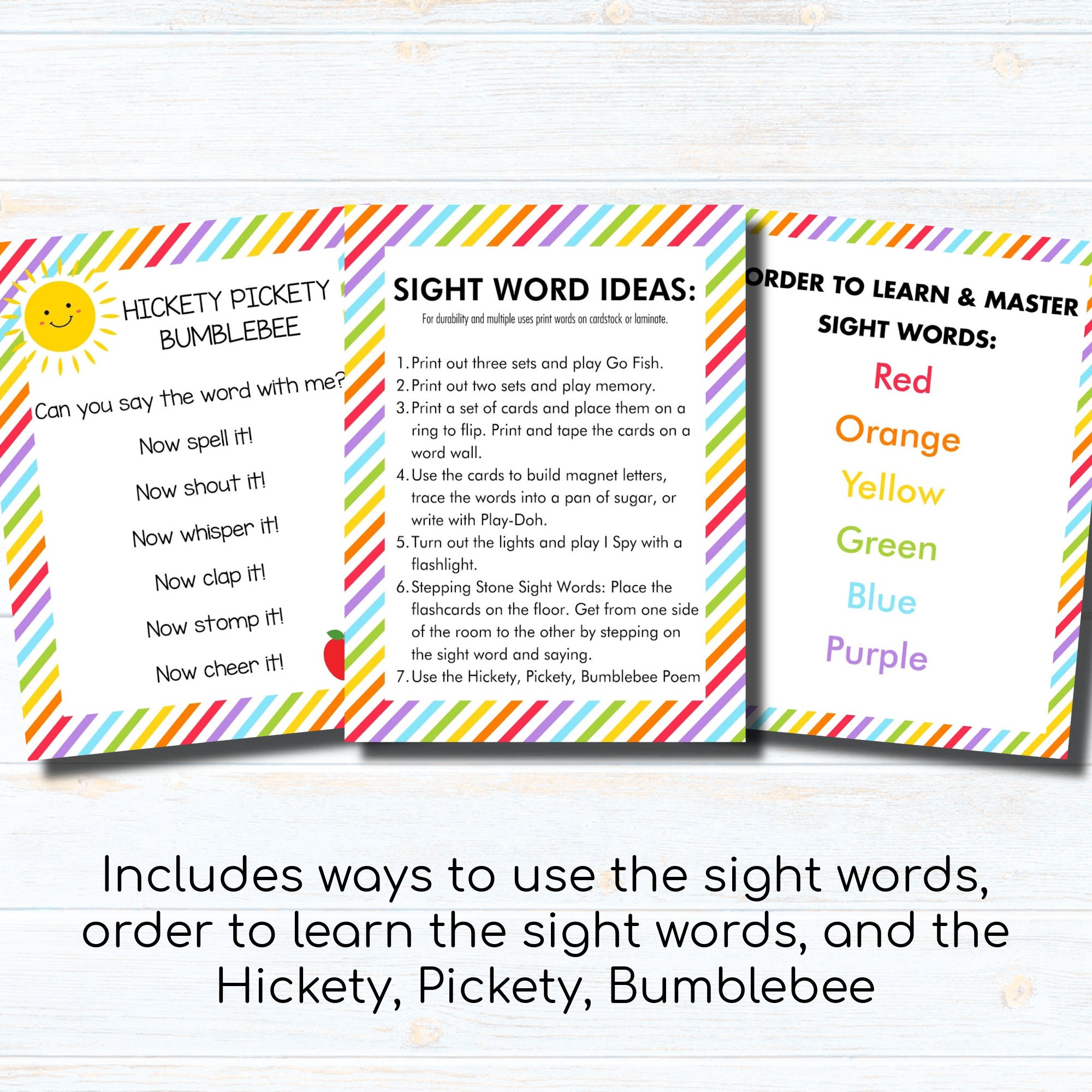 222 Kindergarten Sight Words Flash Cards: Learning Resource (PDF) - Etsy